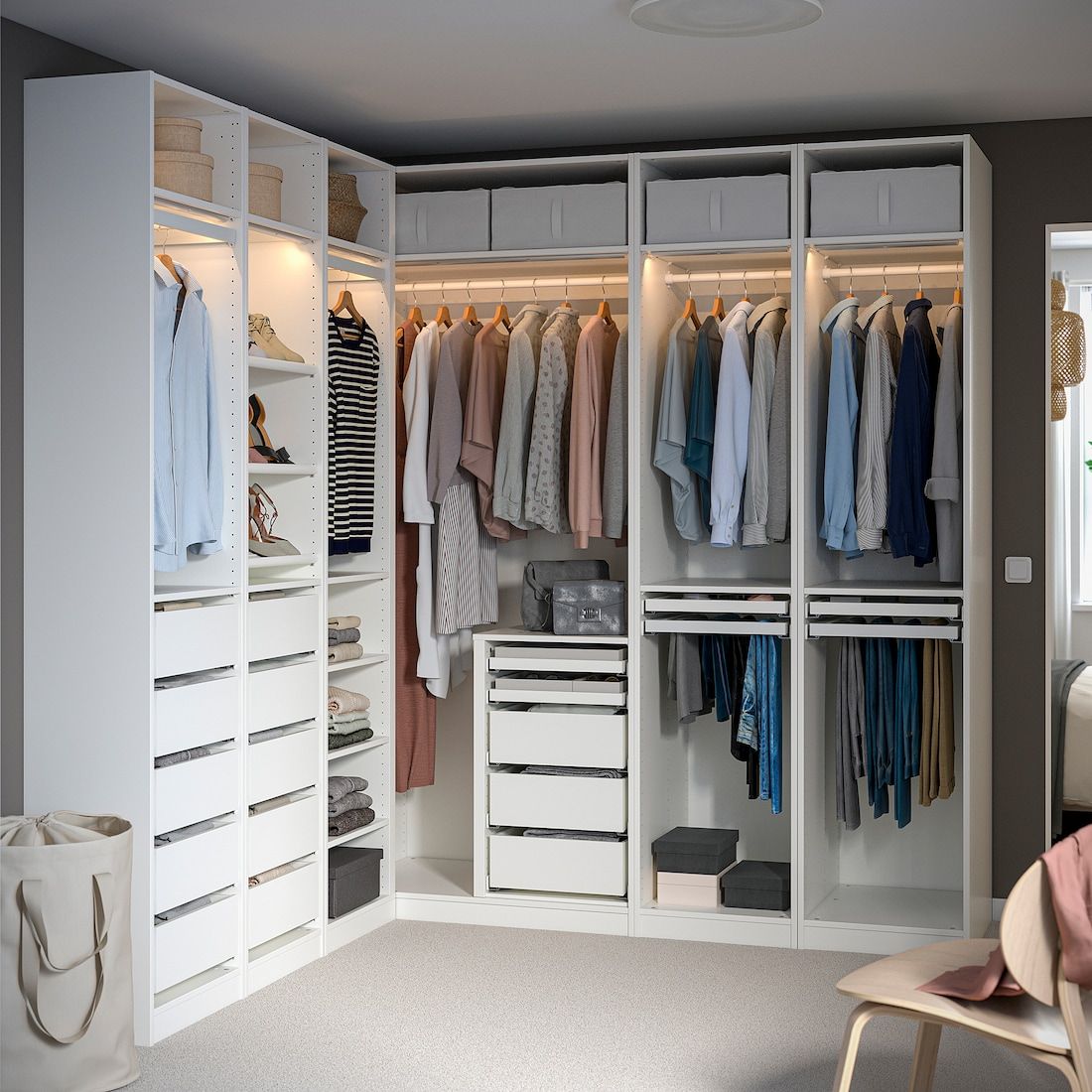 Guarda-roupa de canto PAX, branco, 211/213x236 cm - IKEA - Armário Plástico